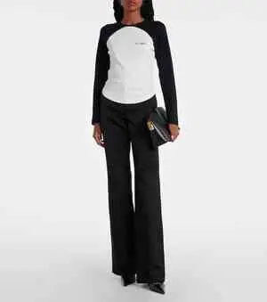 COURREGES Circle Contrast Cotton Jersey T-shirt