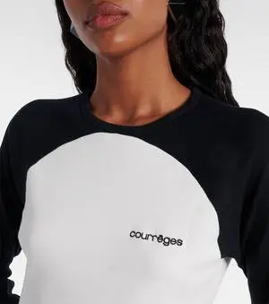 COURREGES Circle Contrast Cotton Jersey T-shirt