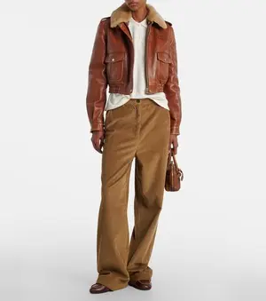 Miu Miu Cotton Corduroy Wide-leg Trousers