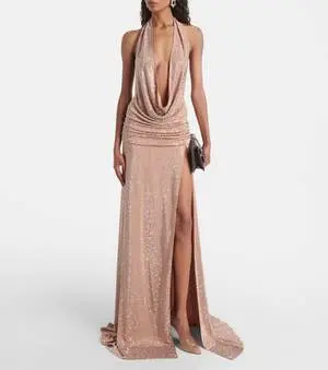 THE NEW ARRIVALS ILKYAZ OZEL Tanit Embellished Gown - Pink