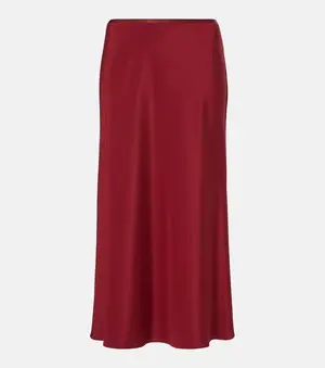 Max Mara Borbona Silk-blend Midi Skirt - Red
