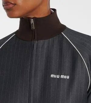 Miu Miu Pinstripe Virgin Wool Blouson - Grey