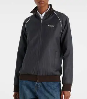 Miu Miu Pinstripe Virgin Wool Blouson - Grey