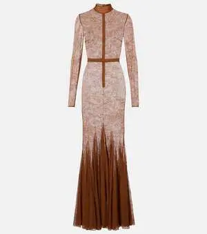 David Koma Sheer Lace Gown