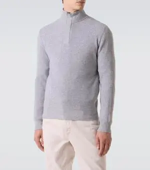 Canali Waffle-knit Wool And Cashmere Sweater - Grey