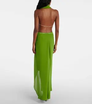 Christopher Esber Chain-detail Silk Georgette Wrap Skirt