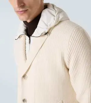 Herno Ribbed-knit Wool Cardigan - White