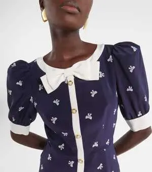 Alessandra Rich Polka-dot Silk Minidress - Blue