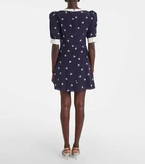 Alessandra Rich Polka-dot Silk Minidress - Blue