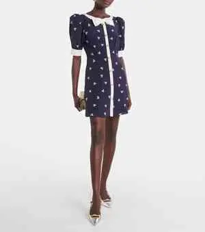 Alessandra Rich Polka-dot Silk Minidress - Blue