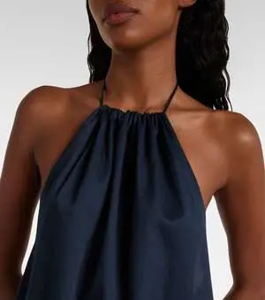 LESET Yoko Gathered Cotton Minidress