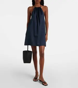 LESET Yoko Gathered Cotton Minidress