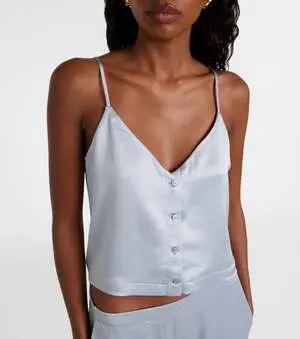LESET Barb Button Satin Camisole