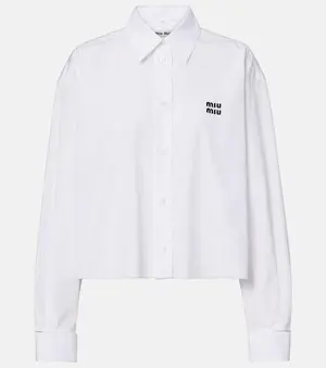 Miu Miu Cropped Cotton Poplin Shirt