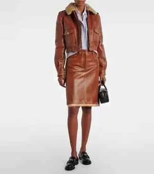 Miu Miu Shearling-trimmed Leather Jacket