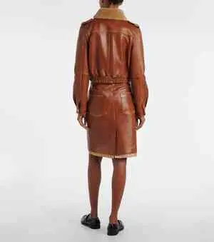 Miu Miu Shearling-trimmed Leather Jacket