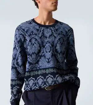 Etro Intarsia Cotton Sweater - Blue