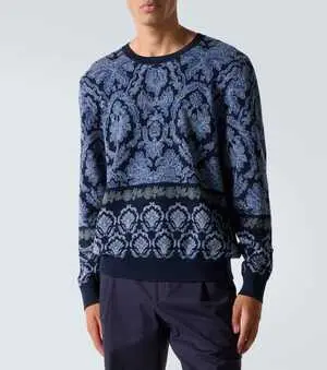 Etro Intarsia Cotton Sweater - Blue