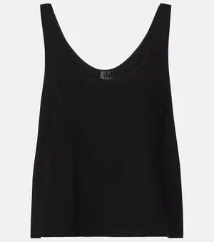 LESET Ari Cropped Crepe Tank Top - Black