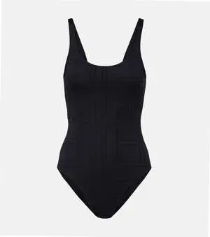 TOTEME Monogram Jersey Swimsuit - Black