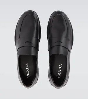 Prada Toblach Leather Penny Loafers