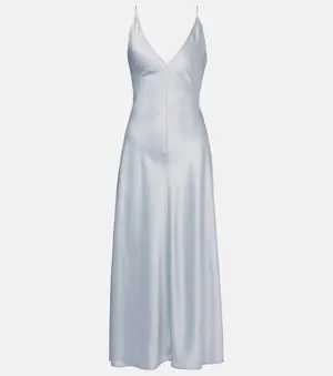 LESET Barb Satin Slip Dress - Blue