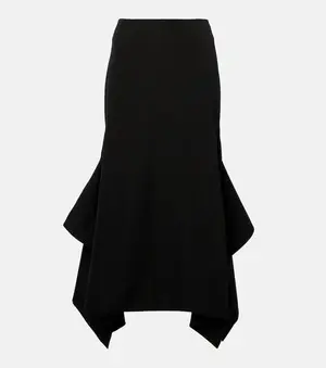 Erdem Draped Virgin Wool Midi Skirt