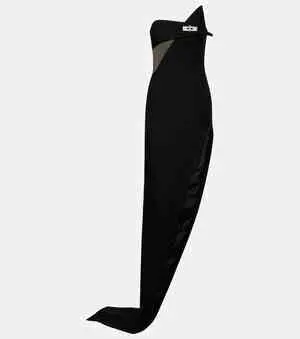 David Koma Cutout Asymmetric Wool-blend Gown
