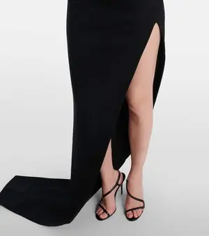 David Koma Cutout Asymmetric Wool-blend Gown
