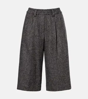 Brunello Cucinelli Herringbone Wool-blend Shorts