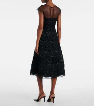 Carolina Herrera Floral-appliqué Sequin Gown