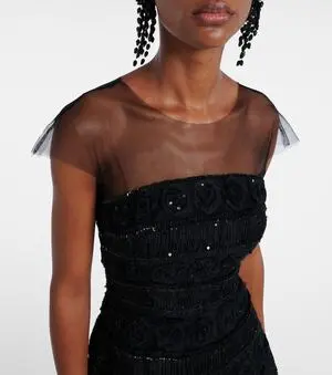 Carolina Herrera Floral-appliqué Sequin Gown