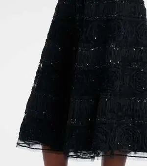 Carolina Herrera Floral-appliqué Sequin Gown