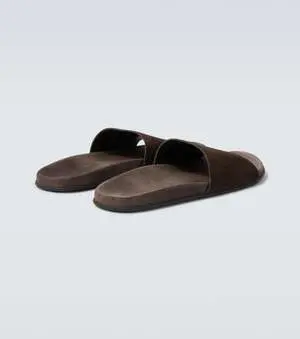 THE ROW Hugh Suede Slides - Brown
