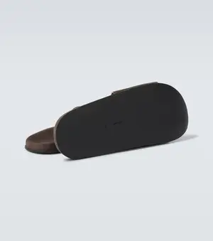 THE ROW Hugh Suede Slides - Brown