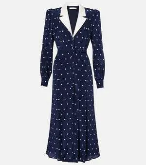 Alessandra Rich Polka-dot Silk Satin Shirt Dress