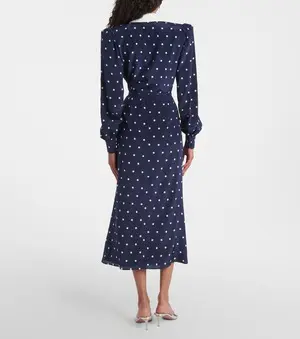 Alessandra Rich Polka-dot Silk Satin Shirt Dress