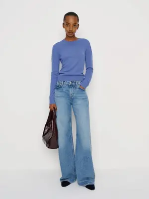 REFORMATION Lian Cashmere Crew Sweater - Blue