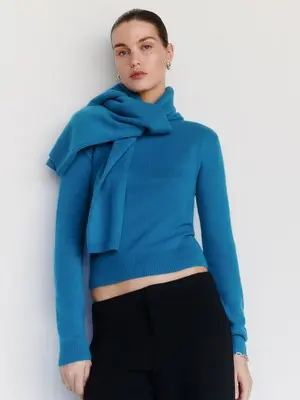 REFORMATION Lian Cashmere Crew Sweater - Blue