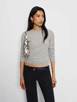 REFORMATION Lian Cashmere Crewneck Sweater - Grey