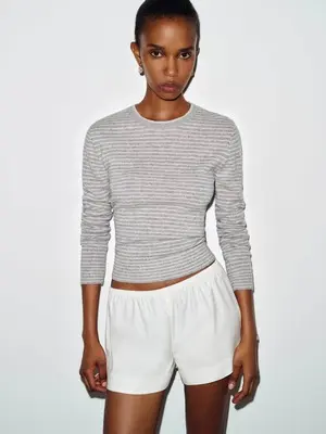 REFORMATION Lian Cashmere Crew Sweater - Grey