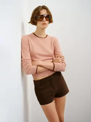 REFORMATION Lian Cashmere Crewneck Sweater - Pink