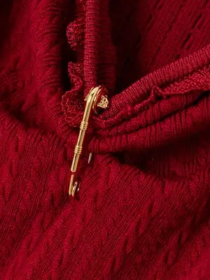 Versace Embellished Ruffled Cable-knit Wool-blend Mini Dress
