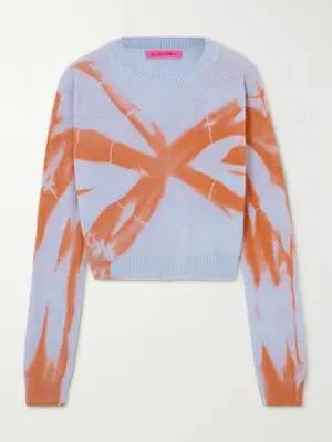 THE ELDER STATESMAN Mythic Cropped Tie-dyed Cashmere Sweater - Multi
