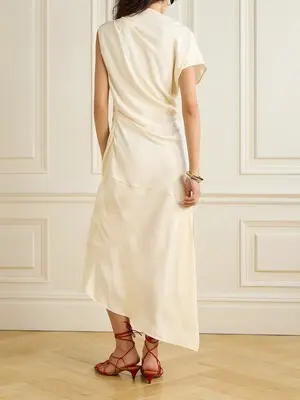 Proenza Schouler Hallie Draped Ruched Twill Midi Dress - Yellow