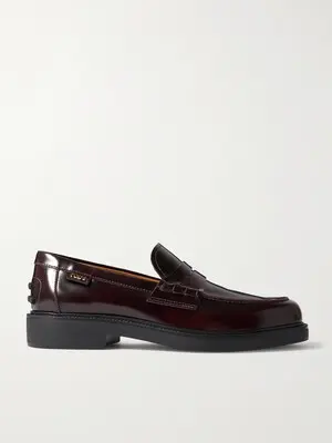 TOD'S Glossed-leather Loafers - Brown