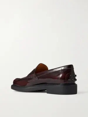 TOD'S Glossed-leather Loafers - Brown