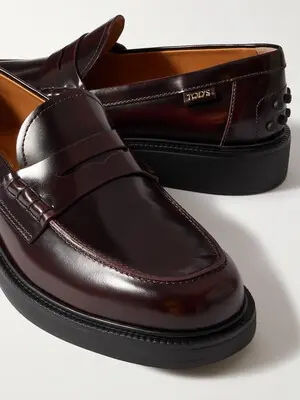 TOD'S Glossed-leather Loafers - Brown