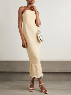Posse Essie Fringed Linen Maxi Dress - Yellow