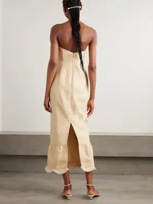Posse Essie Fringed Linen Maxi Dress - Yellow